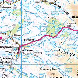 Oykel Bridge to Inchnadamph - Route Map