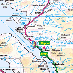 Oykel Bridge to Inchnadamph - Route Map