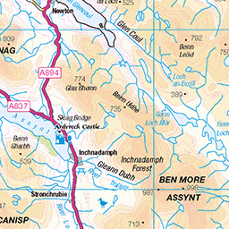 Oykel Bridge to Inchnadamph - Route Map