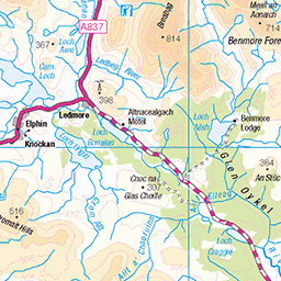 Oykel Bridge to Inchnadamph - Route Map