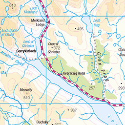 Oykel Bridge to Inchnadamph - Route Map