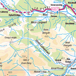 Oykel Bridge to Inchnadamph - Route Map
