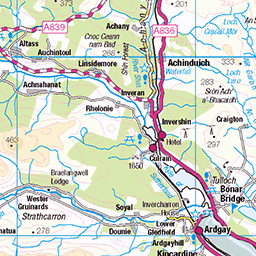Oykel Bridge to Inchnadamph - Route Map