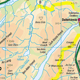 Beinn Bhreac, from Calvine - Route Map