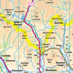 Beinn Bhreac, from Calvine - Route Map