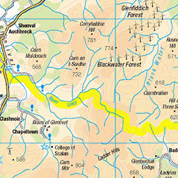 Tomintoul Spur: Cragganmore to Tomintoul - Route Map