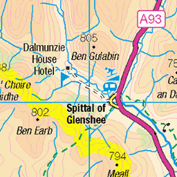Kirkmichael to Spittal of Glenshee - Route Map