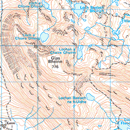 Glas Bheinn from Inchnadamph - Route Map