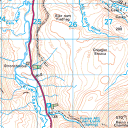 Glas Bheinn from Inchnadamph - Route Map