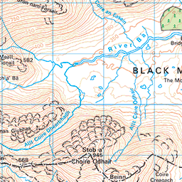 Stob Ghabhar and Stob a'Choire Odhair - Route Map