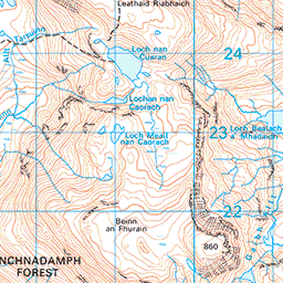 Glas Bheinn from Inchnadamph - Route Map