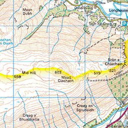 Meall Ghaordaidh from Glen Lochay - Route Map