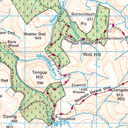Southern Upland Way 5: Sanquhar to Wanlockhead - Route Map