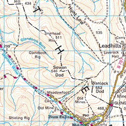 Southern Upland Way 5: Sanquhar to Wanlockhead - Route Map