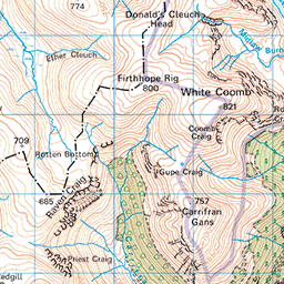 Hart Fell ridges horseshoe, near Moffat - Route Map