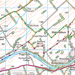River Teviot and Roxburgh circuit, Kelso - Route Map