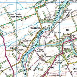 Norham Bridge and Milne Garden, Northam Bridge - Route Map