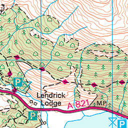 Lendrick Hill, near Brig o' Turk. - Route Map