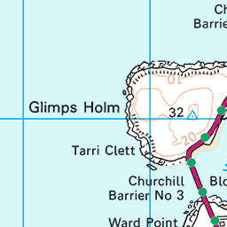 Hunda island from Burray village - Route Map