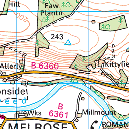 Eildon Hills, from Melrose - Route Map