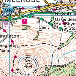 Eildon Hills, from Melrose - Route Map