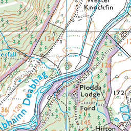 Plodda Falls, near Tomich - Route Map