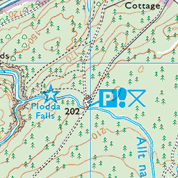 Plodda Falls, near Tomich - Route Map