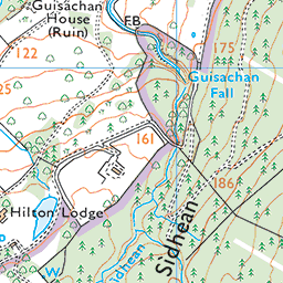 Plodda Falls, near Tomich - Route Map